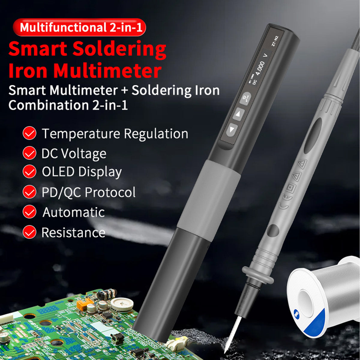 Treedix 2 in 1 Smart Multimeter & Cordless Soldering Iron kit, DC5V-20 ...