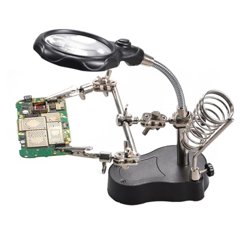Treedix 12X 3.5X LED Lighted Magnifying Glass Soldering Station Adjust ...
