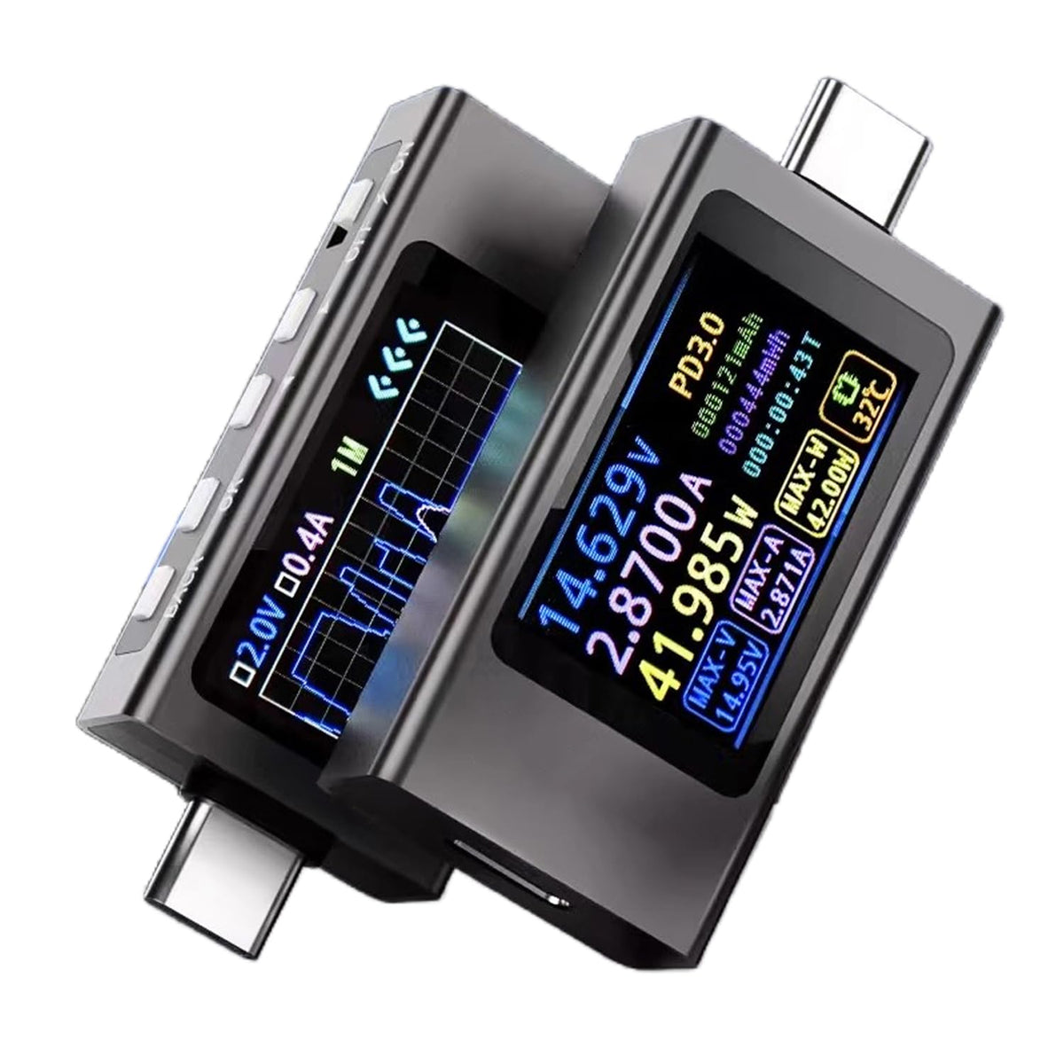 Treedix 4-30V Type-C Power Meter Tester,12A/240W Digital Multimeter Di ...