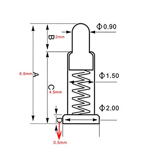 Treedix 30PCS Gold Plated Spring Loaded Thimble Pogo Pins Probes 2mm D ...