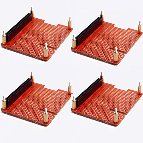 Treedix 4 Sets GPIO Breakout DIY Breadboard PCB Shield Red Expansion B ...
