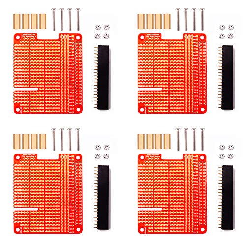 Treedix 4 Sets GPIO Breakout DIY Breadboard PCB Shield Red Expansion B ...
